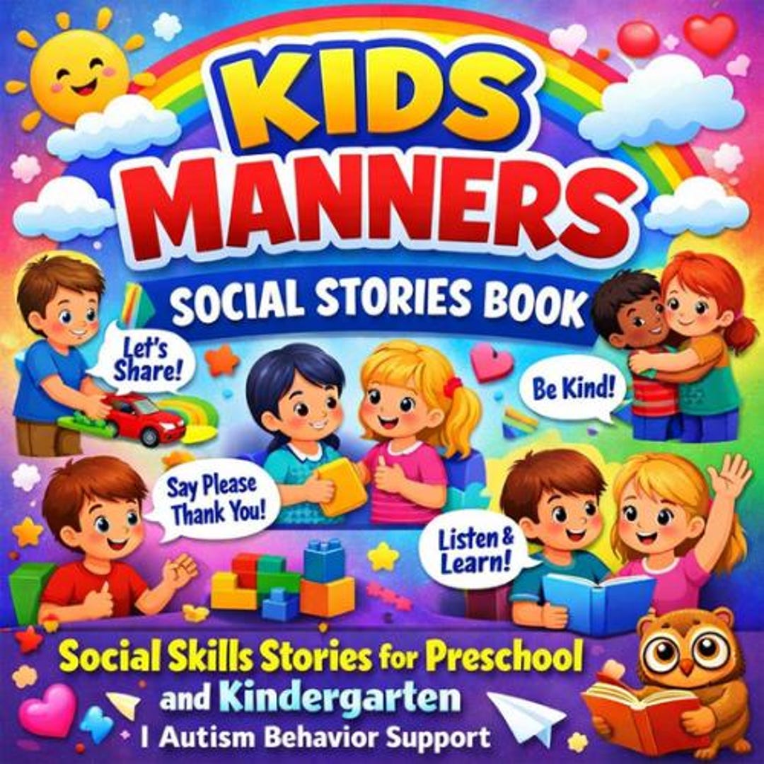 Kids Manners Social Stories Book | Preschool, Kindergarten, Autism ...