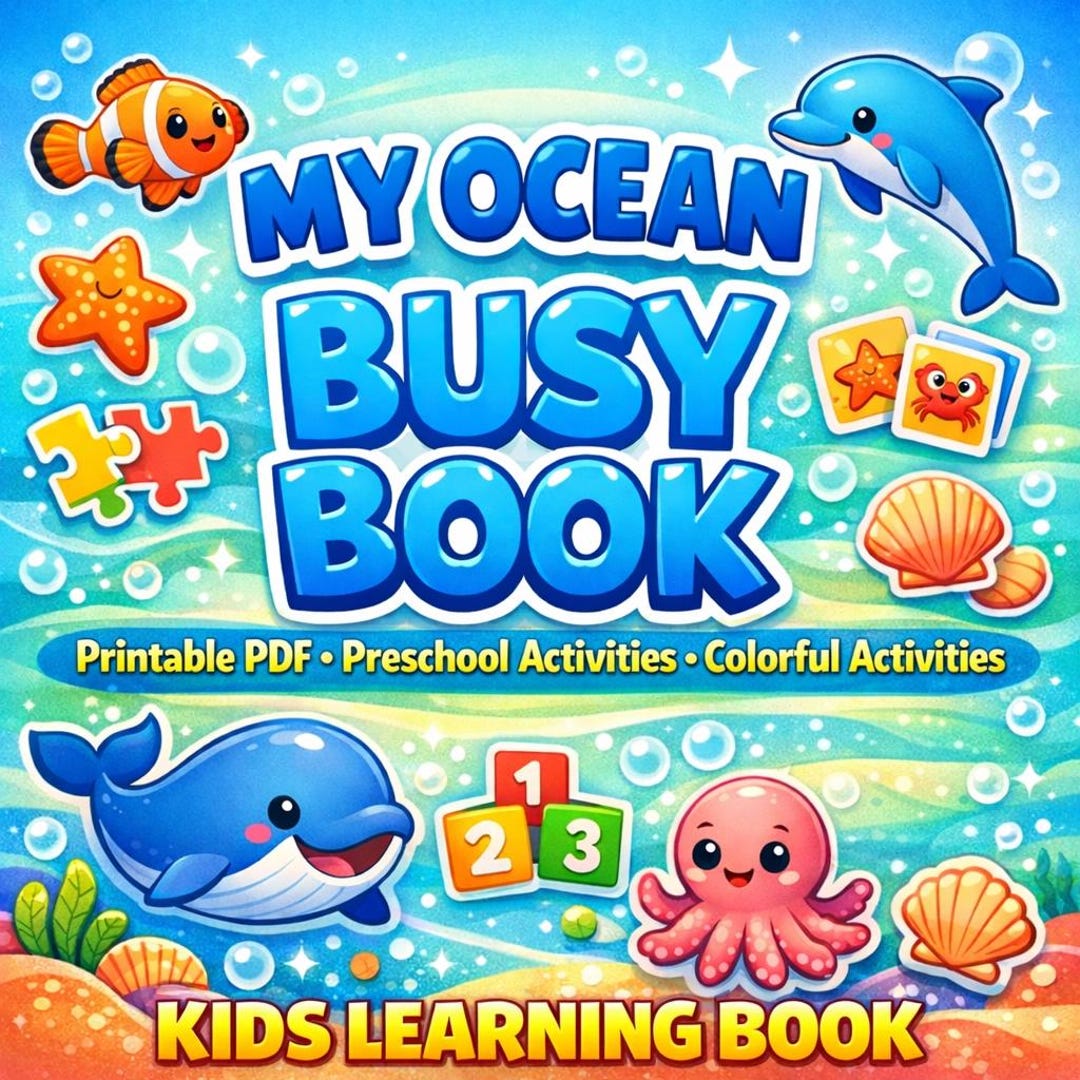 My Ocean Busy Book Printable PDF | Preschool Ocean Activities for Kids ...