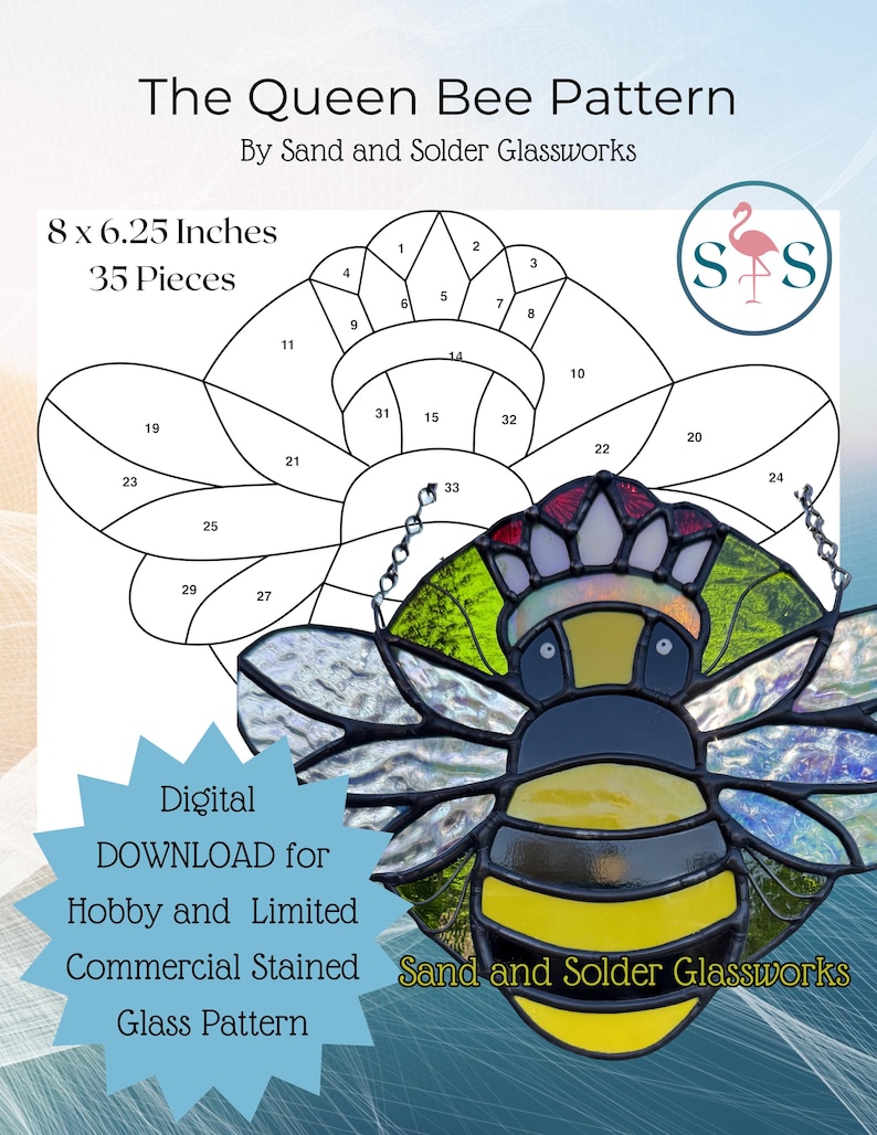 PATTERN: the Queen Bee Stained Glass Pattern - Etsy