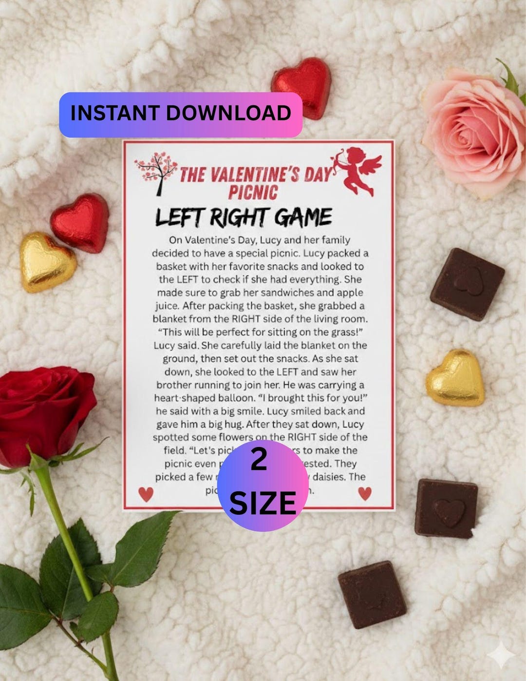 Valentine’s Left Right Poem Game - Fun Printable for Parties, Exchange ...