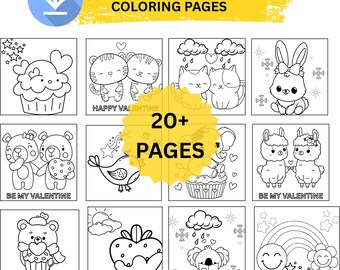 Kids Valentines Day Coloring Book, Cute Animal Coloring Pages ...