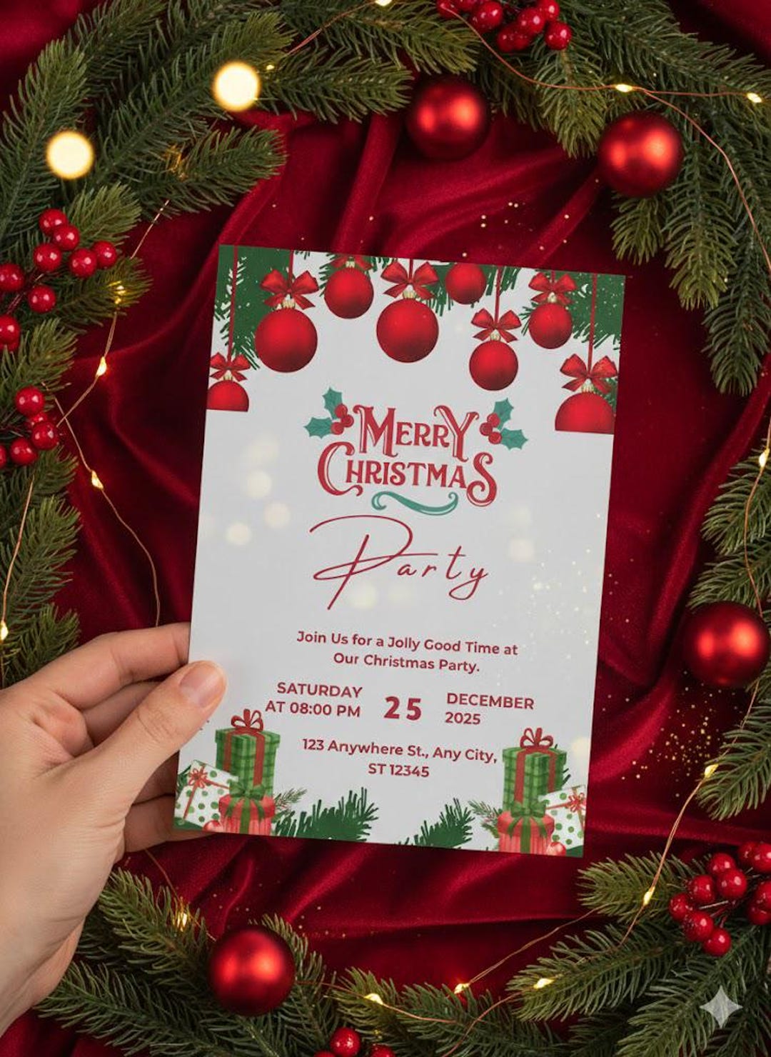 Editable Christmas Party Invitation Template –PRINTABLE Holiday Invite ...