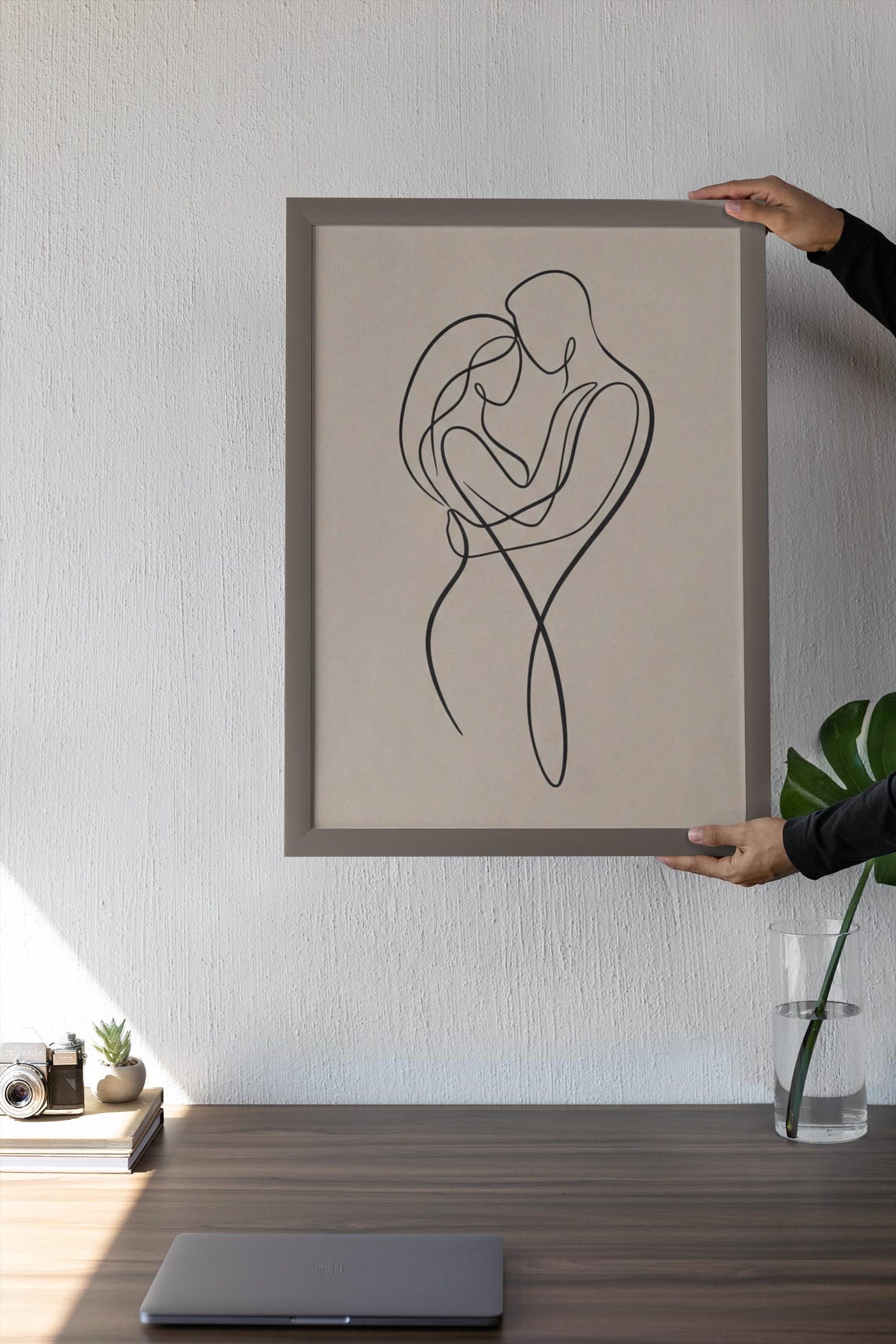 Minimal One Line Art Couple Embrace, Abstract Lovers Illustration - Etsy