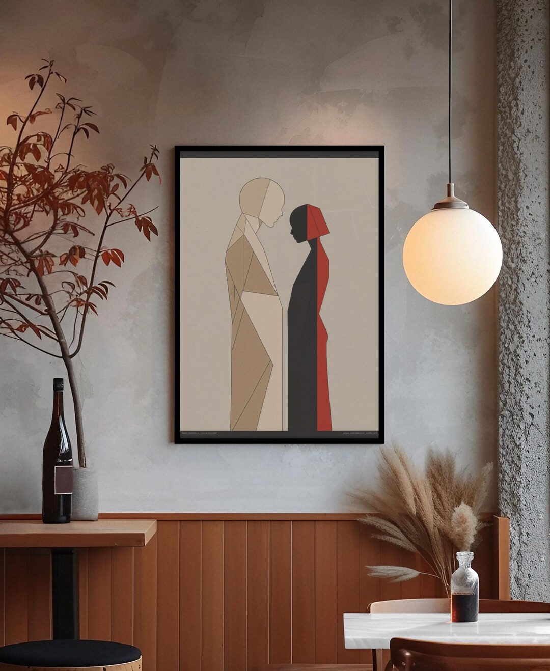 Geometric Abstract Couple Art | Minimalist Modern Wall Art - Etsy
