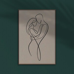 Minimal One Line Art Couple Embrace, Abstract Lovers Illustration - Etsy