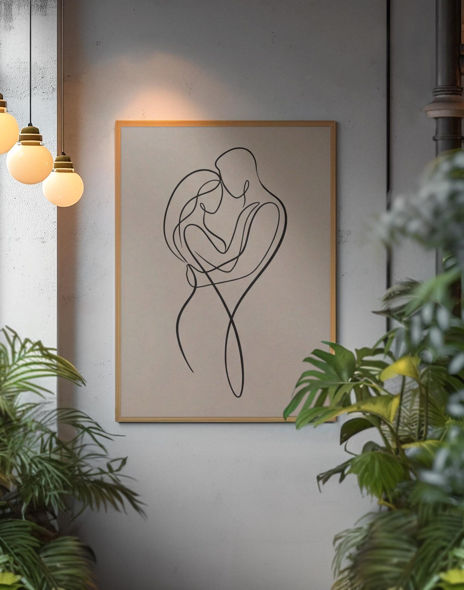 Minimal One Line Art Couple Embrace, Abstract Lovers Illustration - Etsy