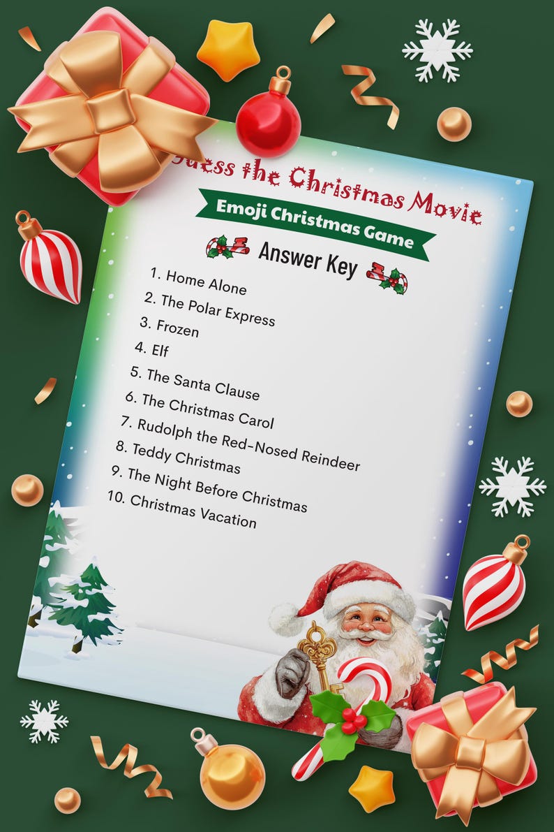Emoji Christmas Game Printable | Guess the Christmas Movie | Fun ...