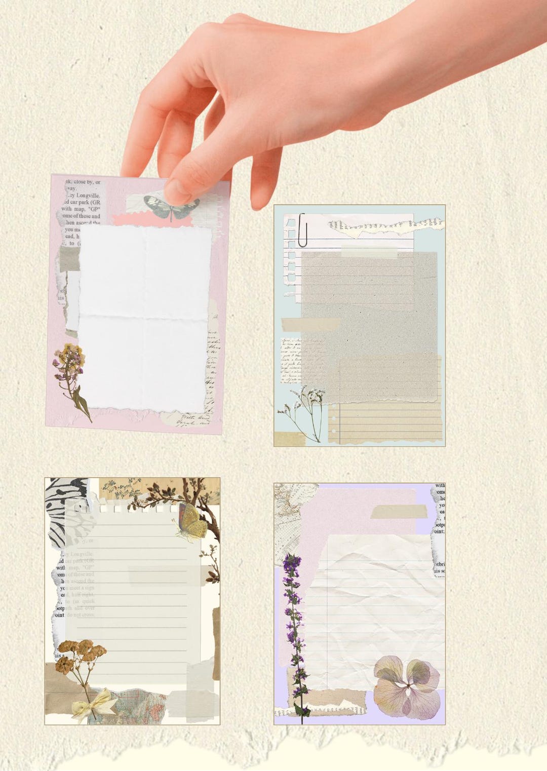 Cottagecore Note Templates – Aesthetic Collage Printable Set for ...