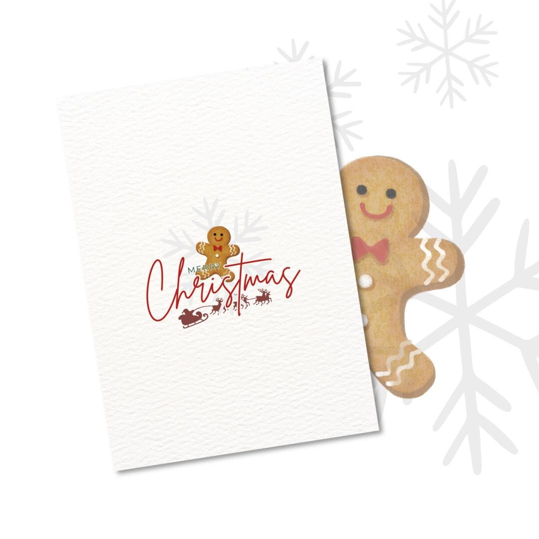Gingerbread Man Christmas Postcard | Modern Holiday Card Printable ...