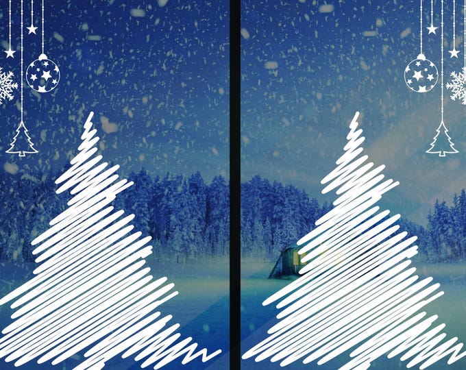 Christmas Window Chalk Art Template | DIY Winter Scene (PNG & PDF) With ...