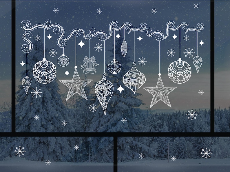 Christmas Window Chalk Art Template | DIY Decor (PDF) With Bonus - Etsy