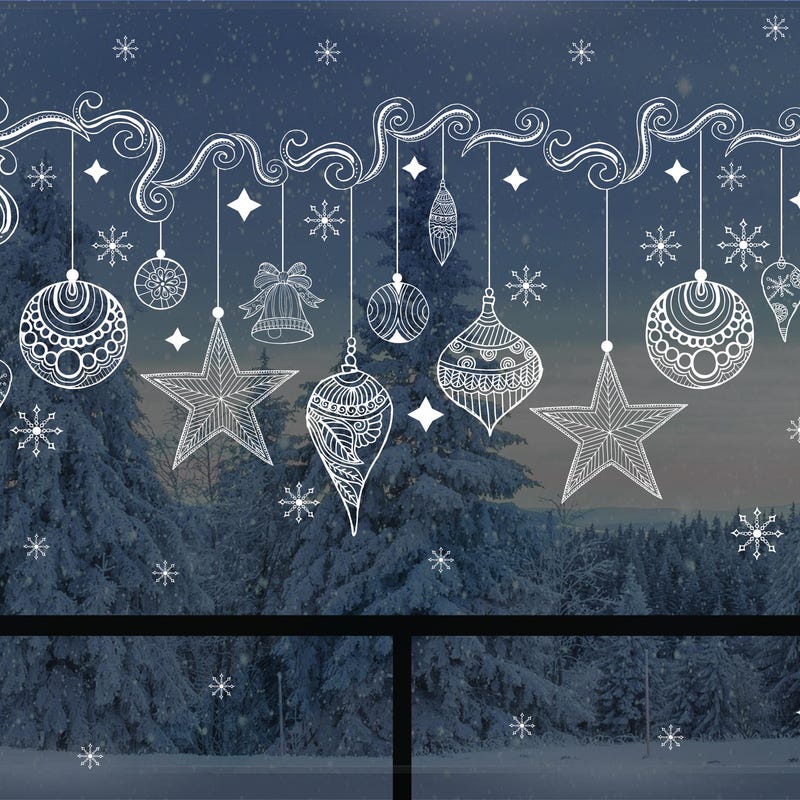Christmas Window Template Chalk Pen - Etsy UK
