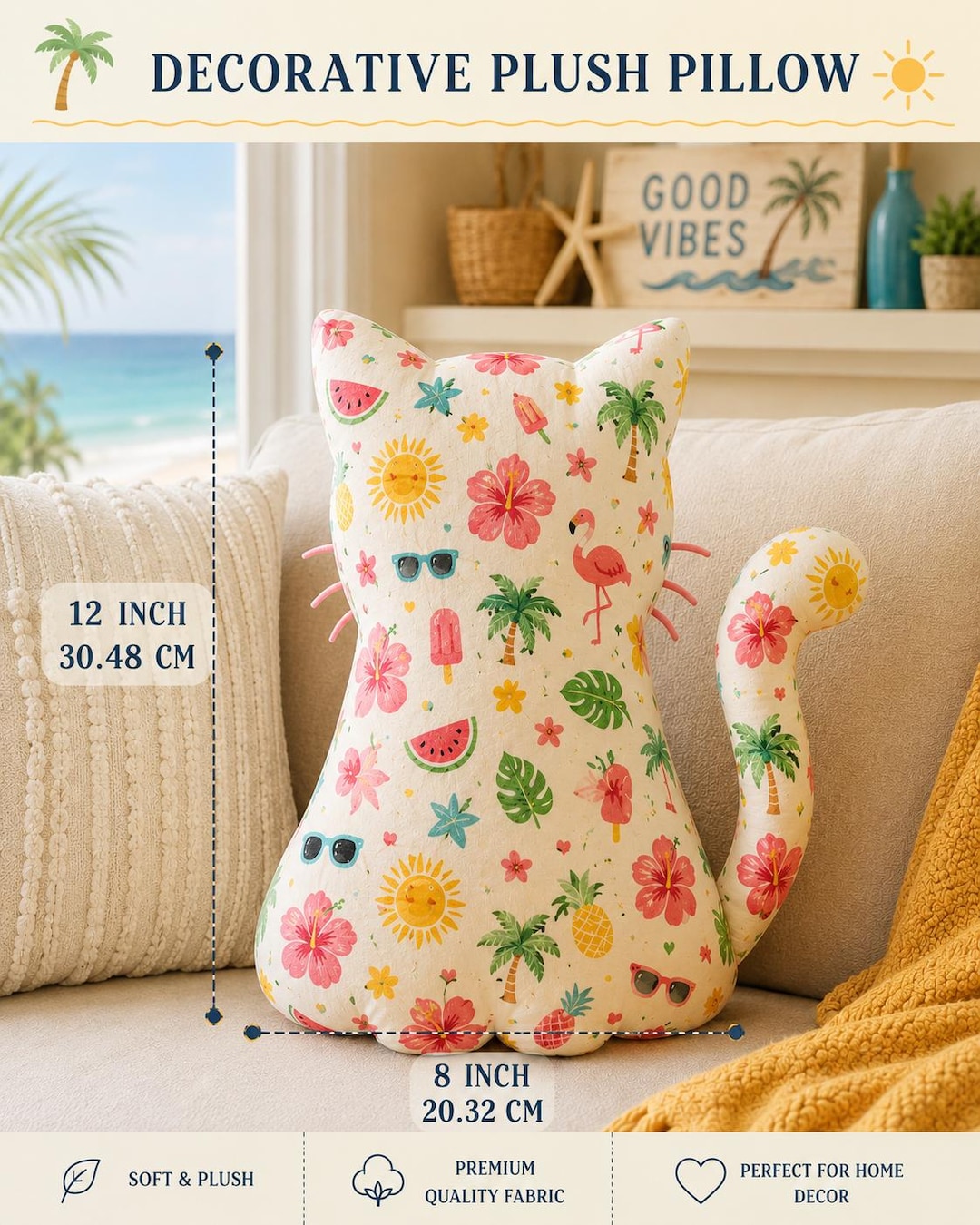 Cat Pillow Sewing Pattern PDF | Stuffed Cat Plush Pattern | A4 ...