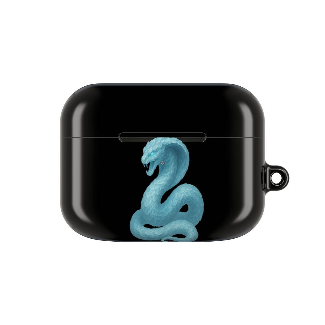 Blue Snake AirPod Case | Serpent Illustration, Black Protective Case - Etsy