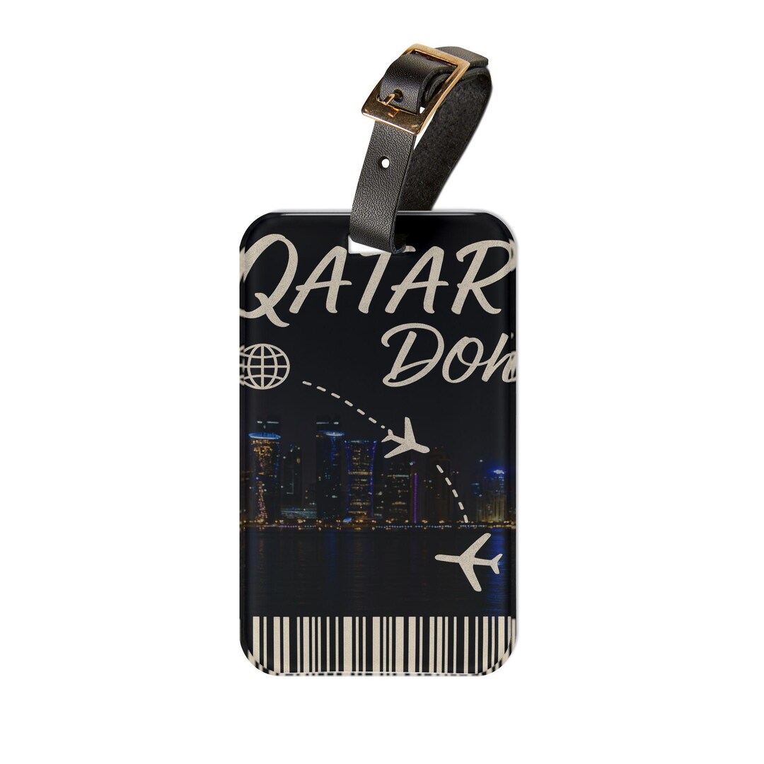Qatar Doha Skyline Airplane Barcode Luggage Tag - Etsy