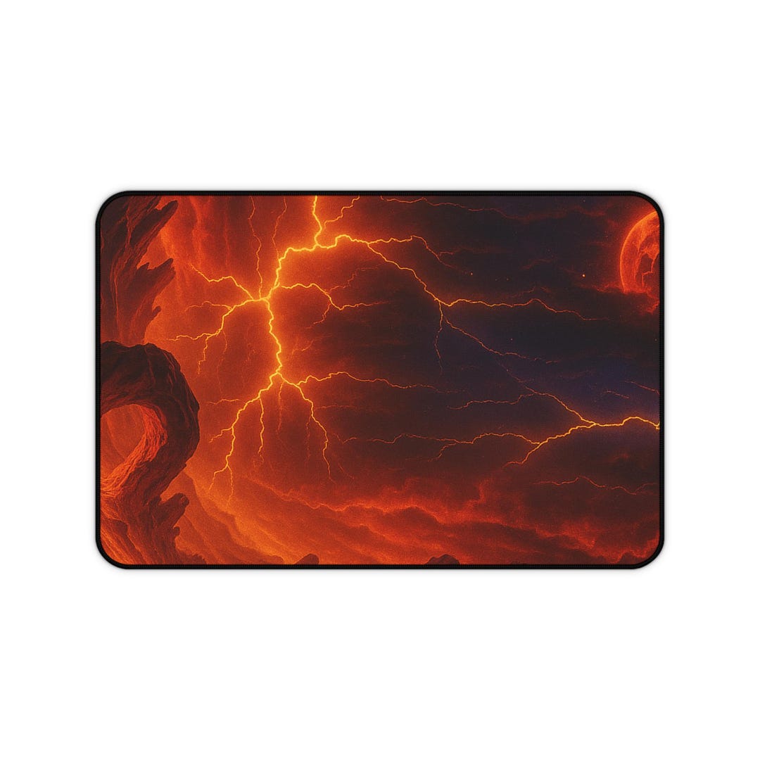 Volcanic Lightning Desk Mat | Lava Storm Gaming Mouse Pad - Etsy