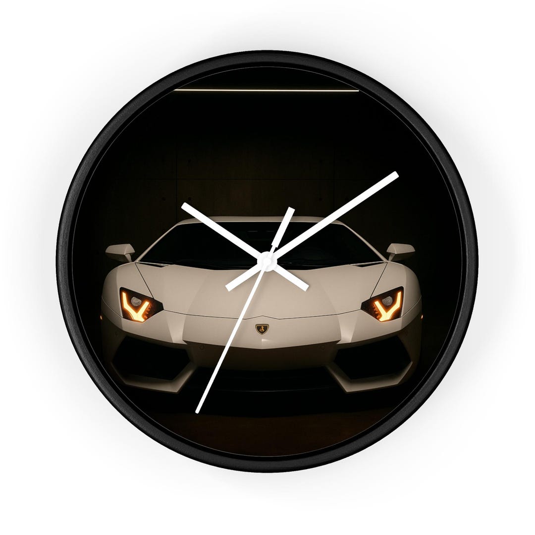 White Lamborghini Front View Wall Clock | Sports Car Face, Headlight ...