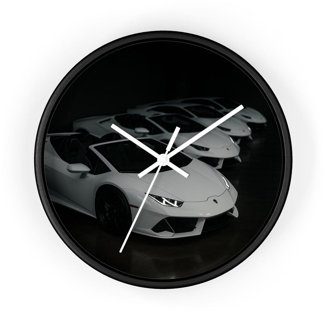 White Lamborghini Lineup Wall Clock | Sports Car Decor, Automotive ...