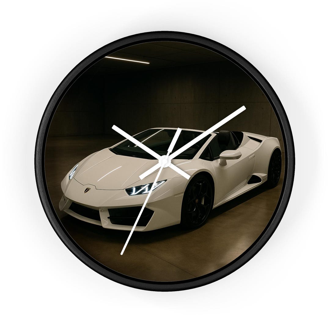 White Lamborghini Supercar Wall Clock | Sports Car Photo Automotive ...