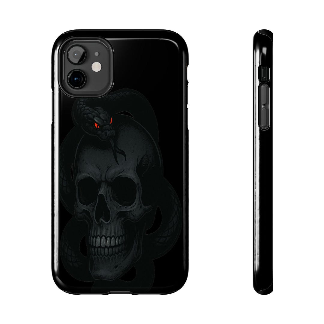 Skull With Red-eyed Snake Phone Case | Tough Phone Case - Etsy