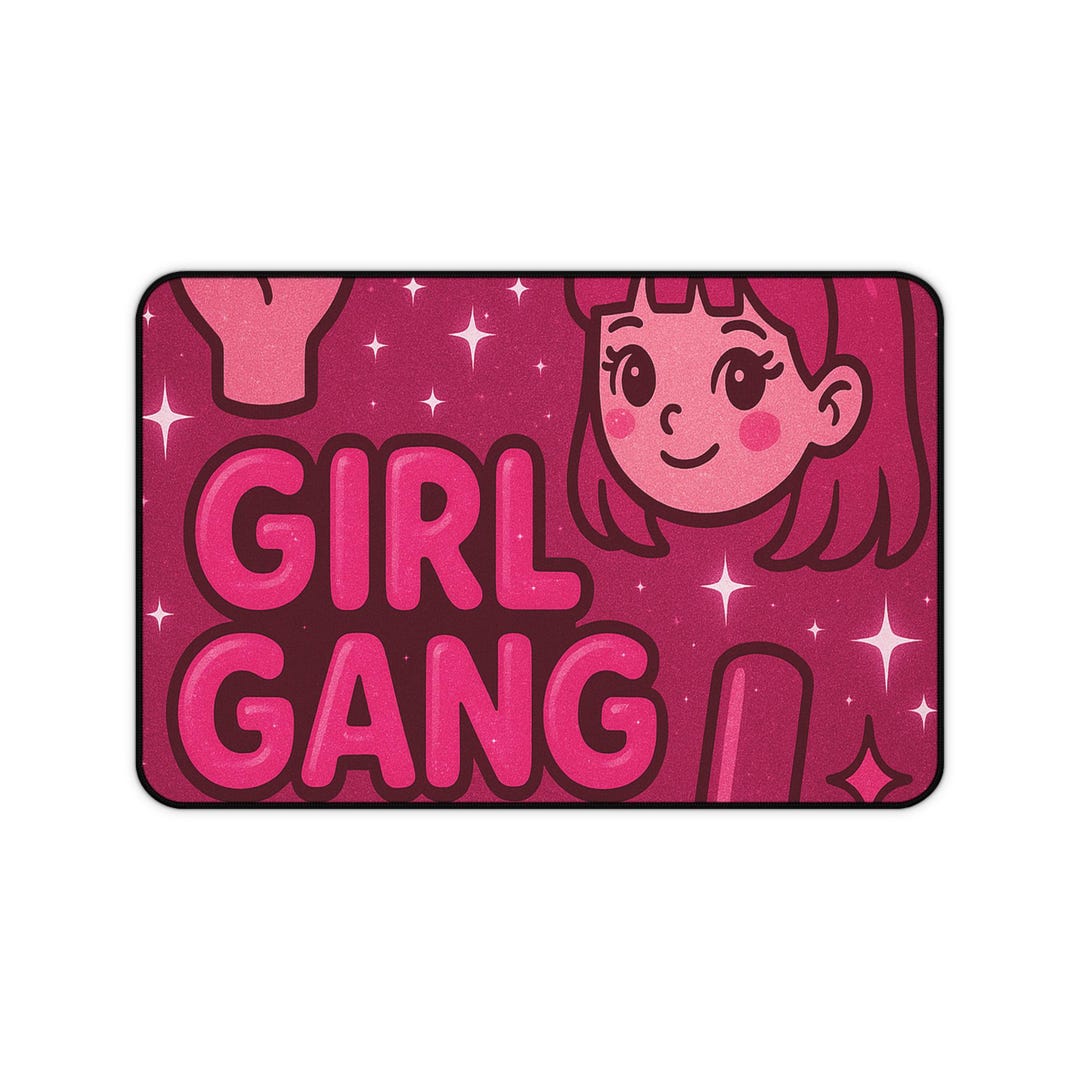 Girl Gang Desk Mat | Pink Cute Cartoon Illustration - Etsy