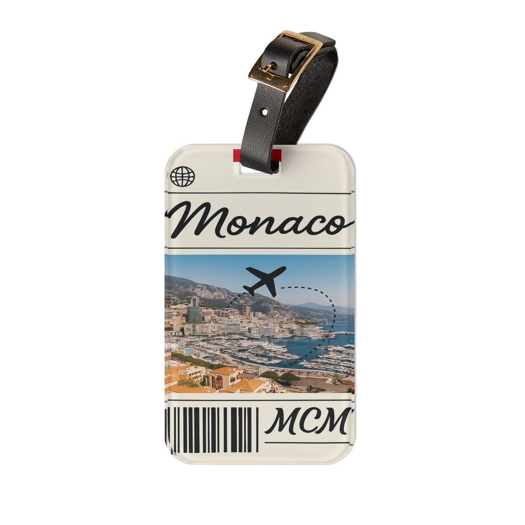 Monaco Travel Ticket Luggage Tag | Photo Skyline Airport Boarding Pass ...
