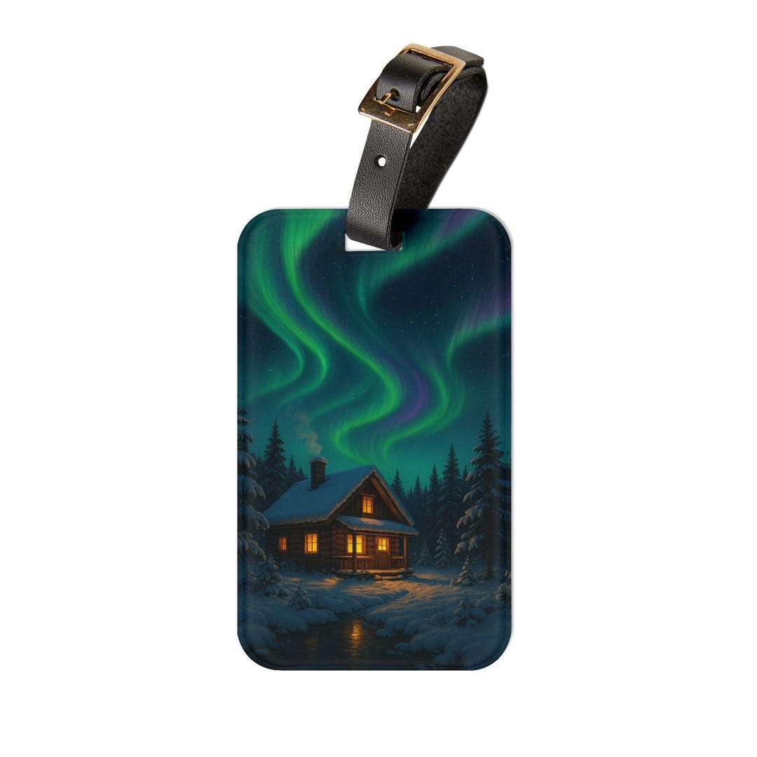 Northern Lights Cabin Luggage Tag | Aurora Borealis Travel Tag - Etsy