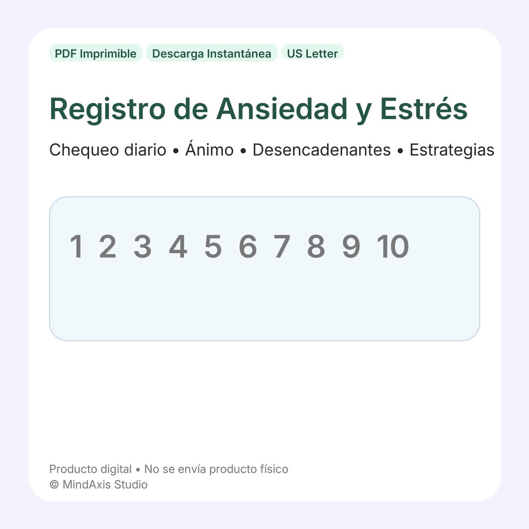 Registro De Ansiedad Y Estrés PDF Imprimible | Diario De Salud Mental ...