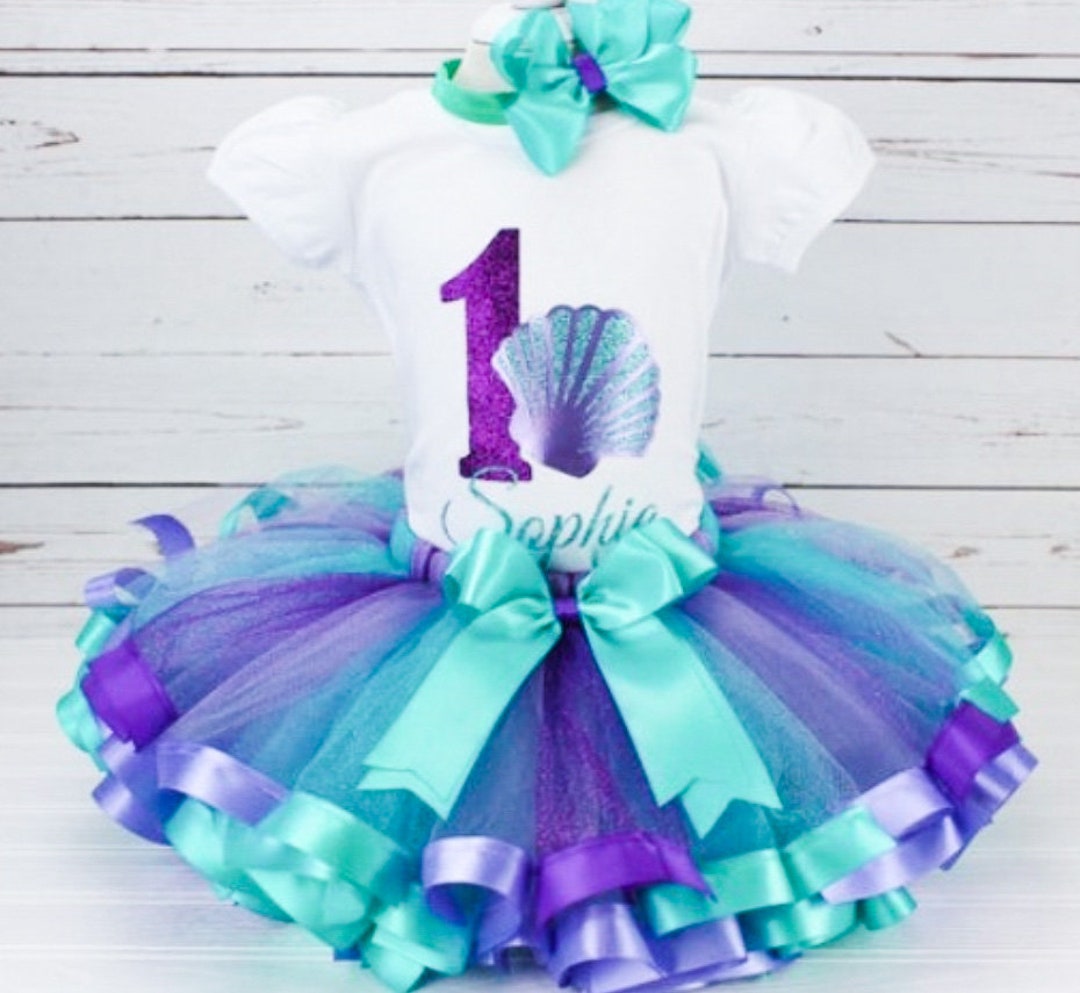 Mermaid Birthday Tutu Outfit Under the Sea Ribbon Trimmed Tutu Mermaid ...