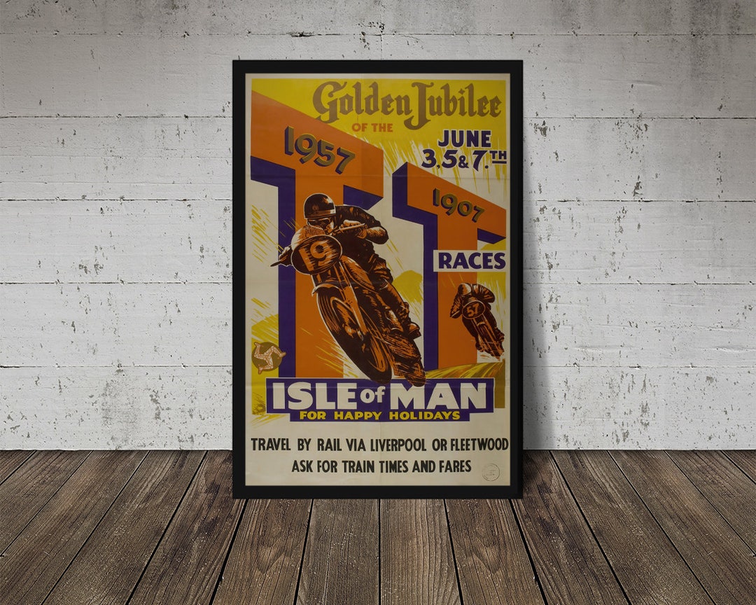 T.T. RACES 1957 Vintage Motorcycle Grand Prix Poster - Etsy