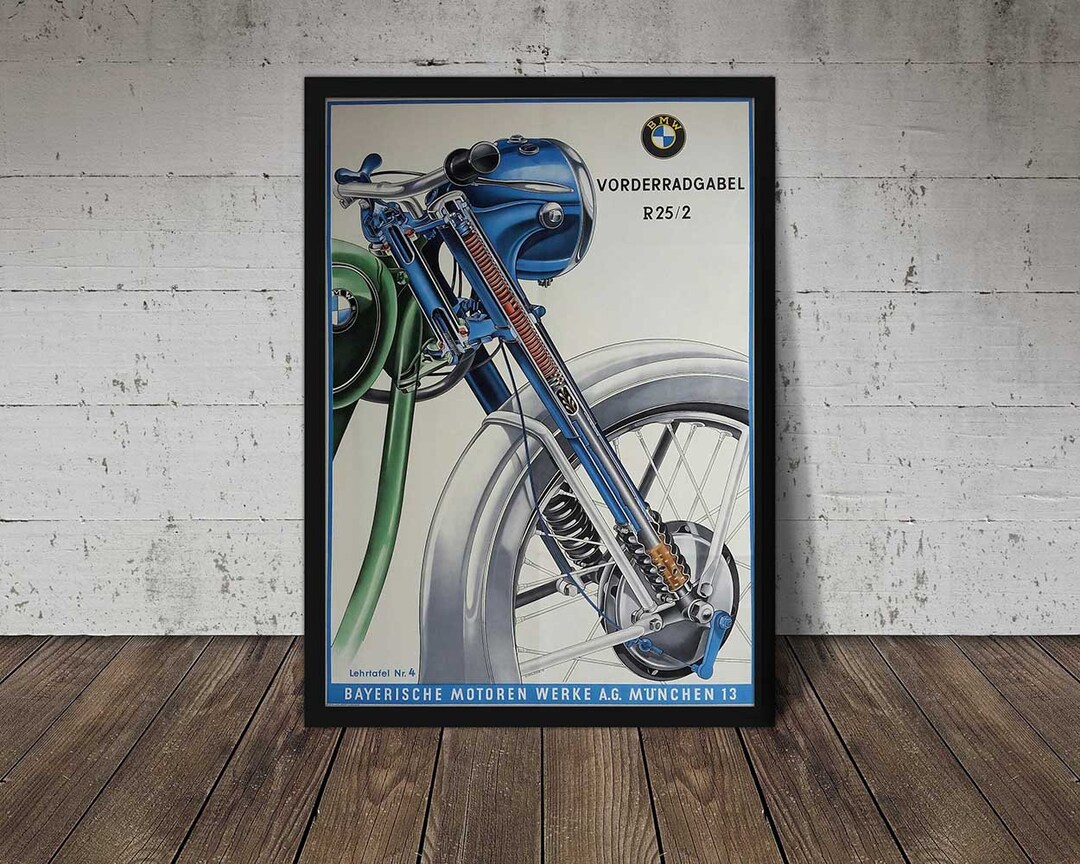 BMW Vintage Motorcycle Poster VORDERRADGABEL Digital Download ...