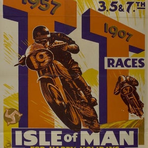 T.T. RACES 1957 Vintage Motorcycle Grand Prix Poster - Etsy