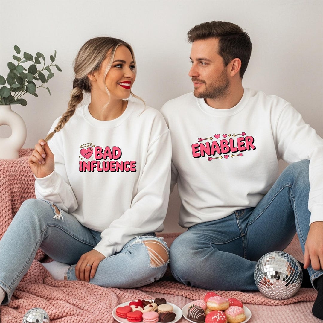 Bad Influence Enabler Matching Shirts, Funny Couple Galentines Tee ...