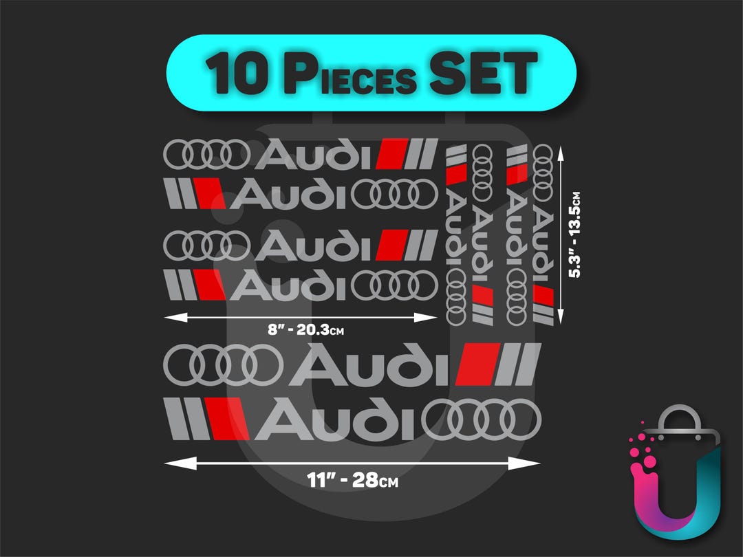 10-piece Audi Vinyl Decal Set – Sport Car Stickers, Available in 5 ...