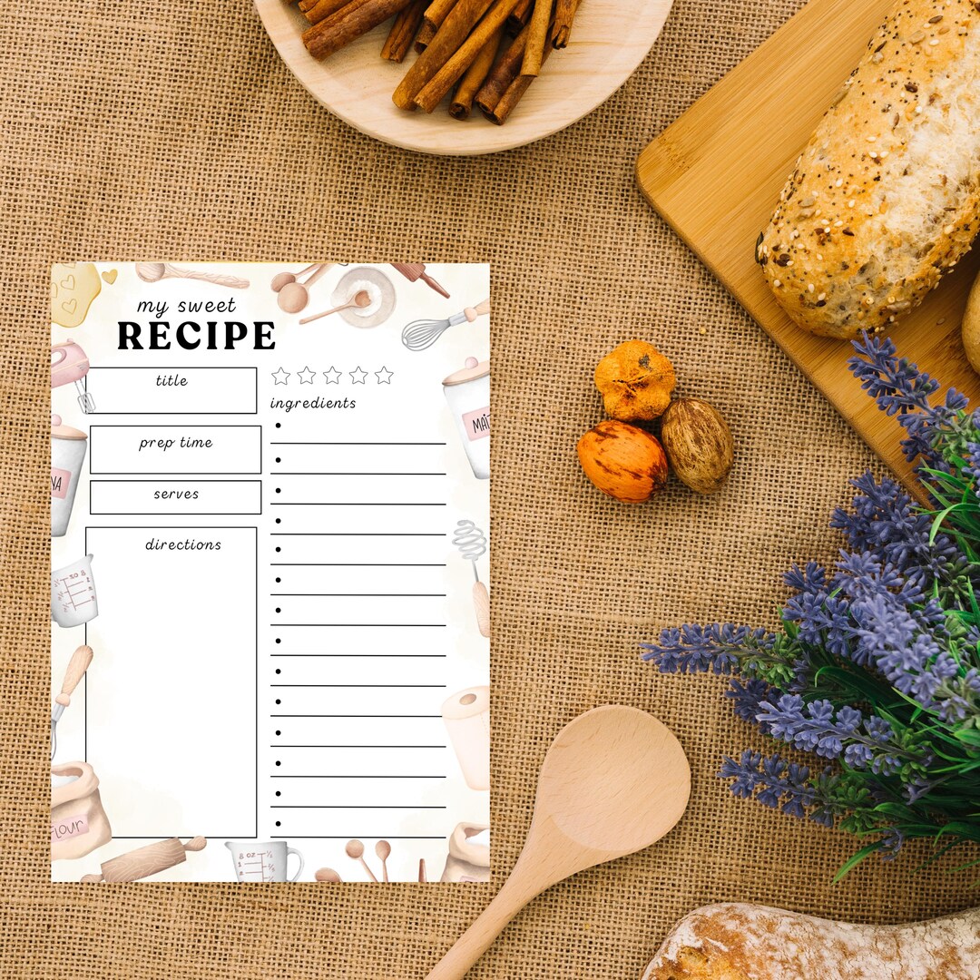 Rustic Recipe Card Printable | Minimalist Kitchen PDF+ Bonus Recipes - Etsy