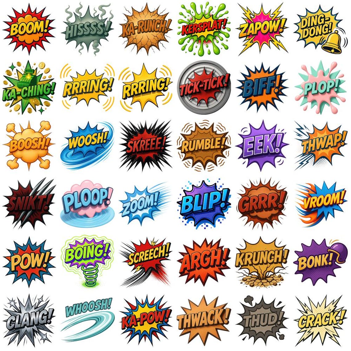 Comic Style Action SVG Bundle | Pop Art Text & Comic Cartoon Clipart ...