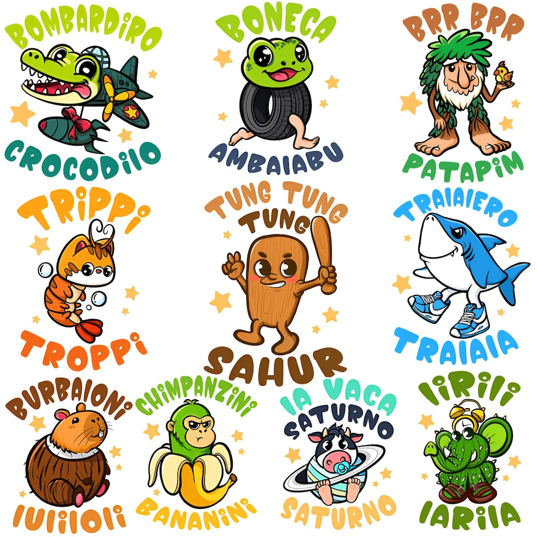 Italian Brainrot Meme PNG Bundle | Funny Meme Characters Clipart ...