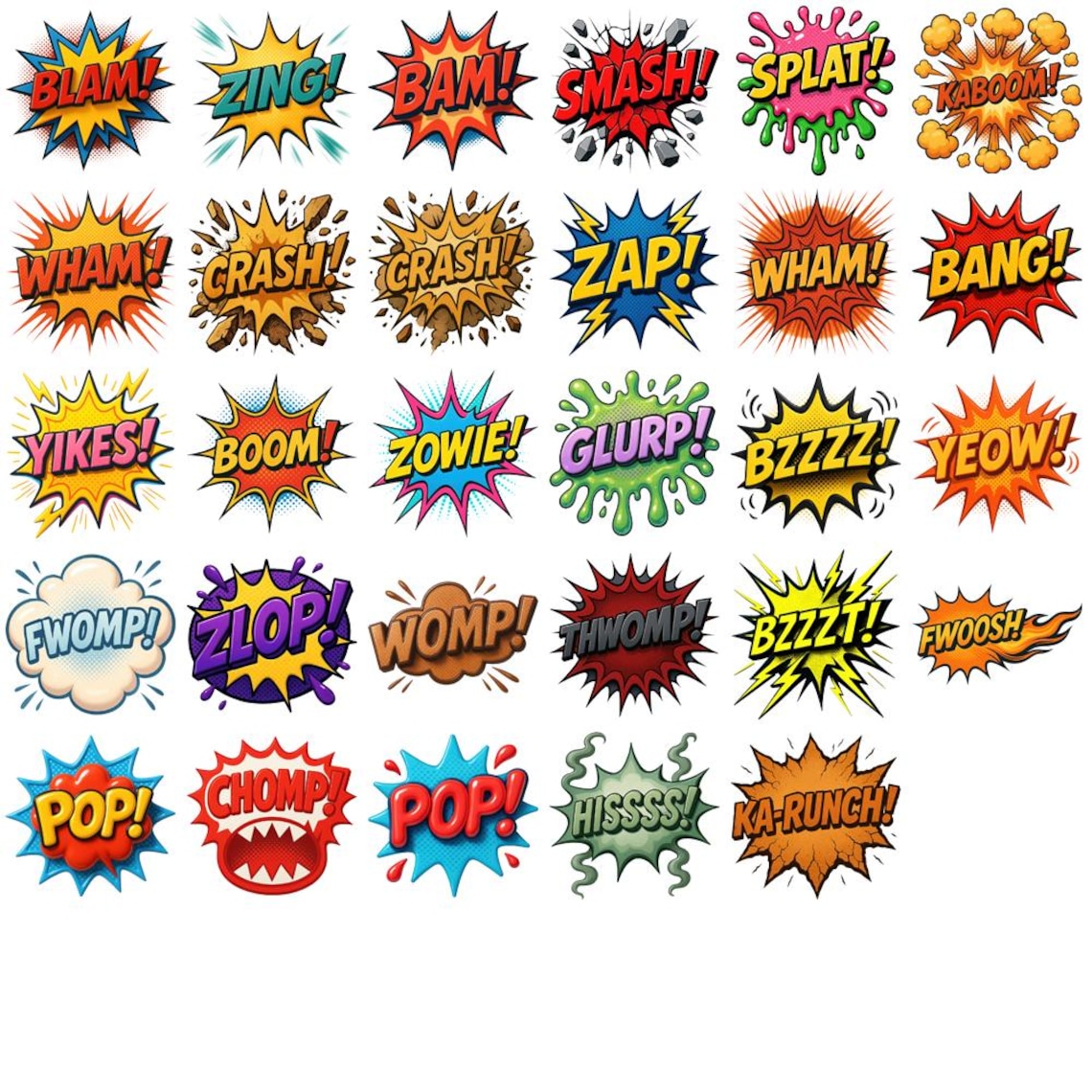 Comic Style Action SVG Bundle | Pop Art Text & Comic Cartoon Clipart ...