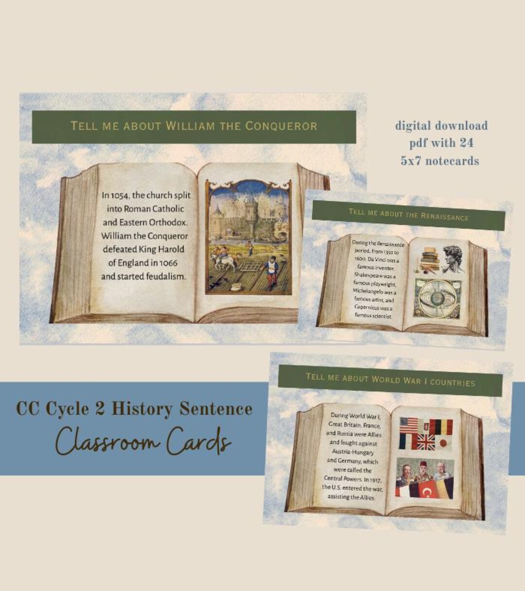 CC Cycle 2 History Sentence Classroom Cards - Etsy