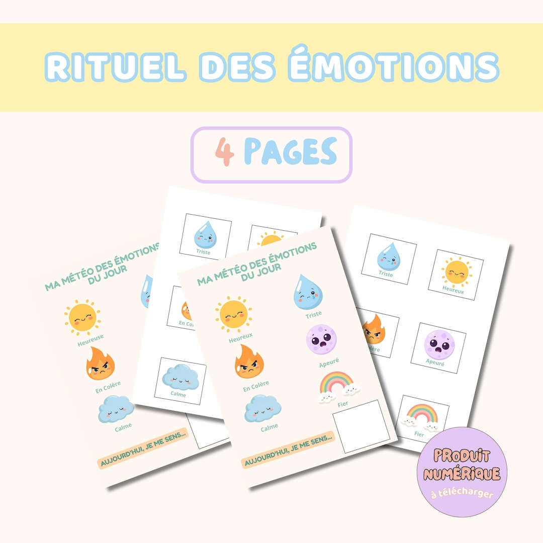 Printable Poster of the Day's Emotional Weather for Children, Ideal as ...