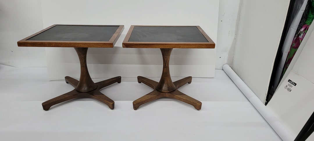 Mid Century Modern Wood Side Tables Square Accent End Pedestal Black ...