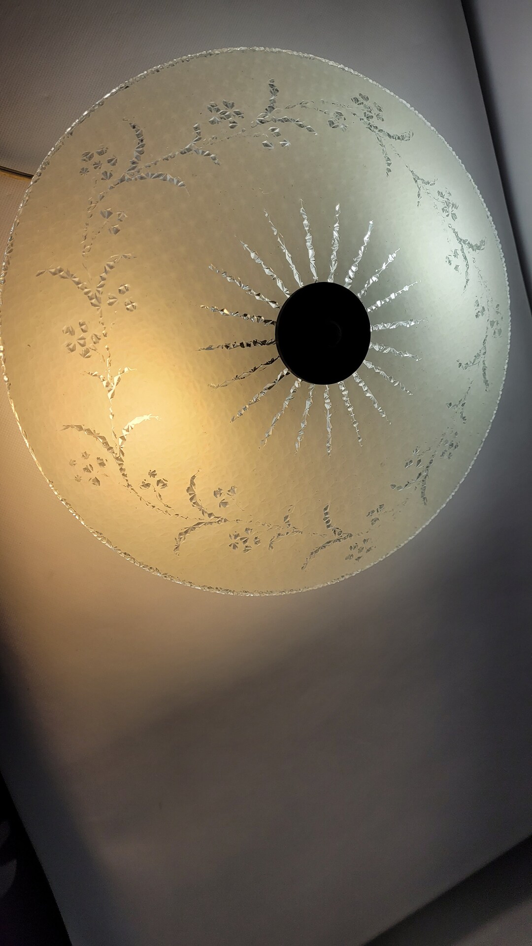 Mid Century Starburst Design Glass Textured Finish Ceiling Light 2 Lamp ...