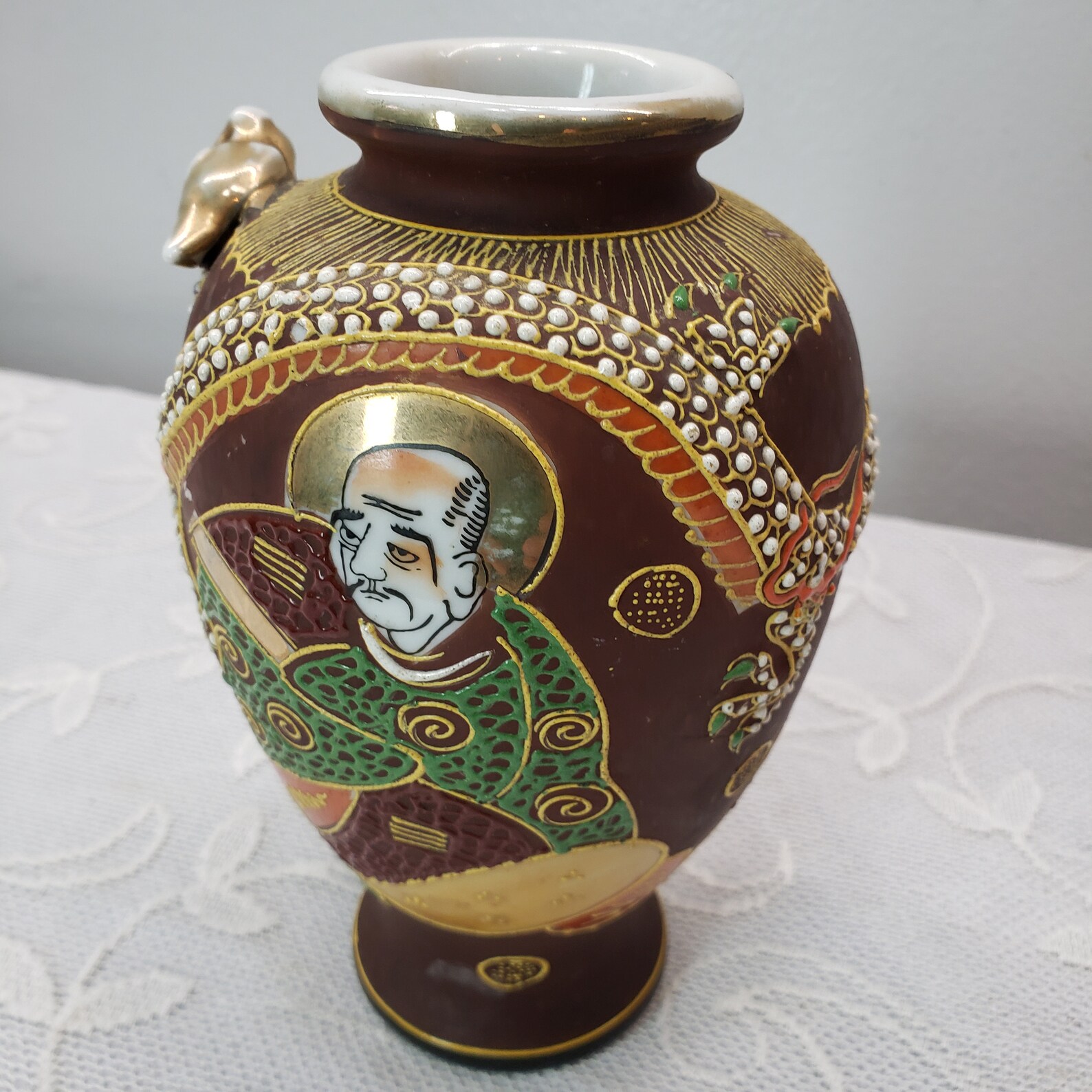 Vintage Japanese Vases With Geisha and Dragon Hand Painted - Etsy