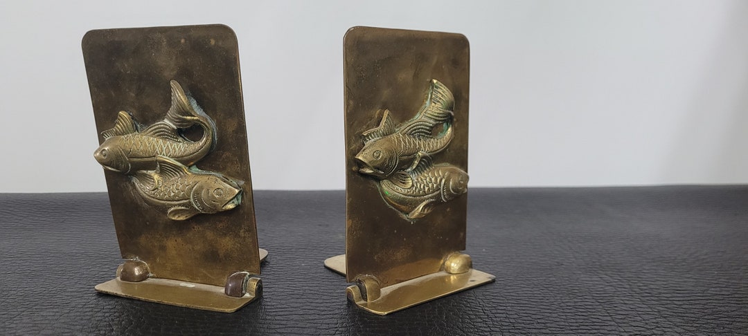 Vintage Asian Fish Brass Bookends Book Holders Koi Gold Folding - Etsy