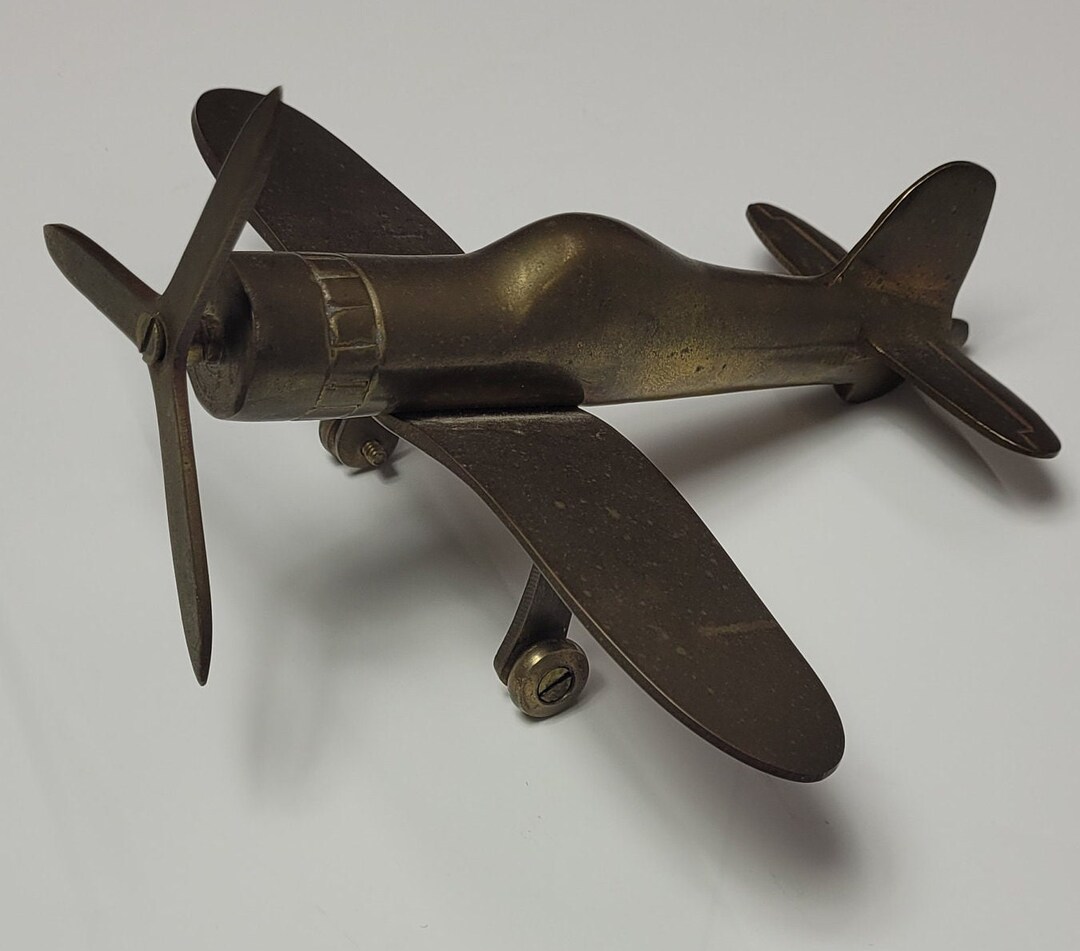 Vintage WWII Plane Brass Paperweight Metal Table Art Airplane - Etsy
