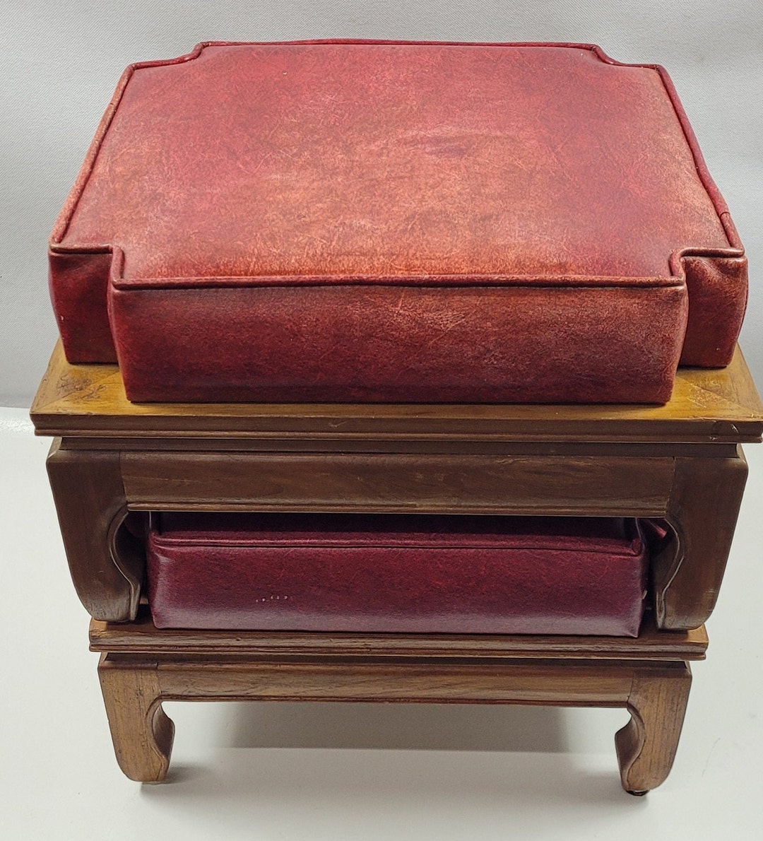 Mid Century Modern Ethan Allen Style Stackable 2 Stools Dark Red Square Vintage Seats - Etsy