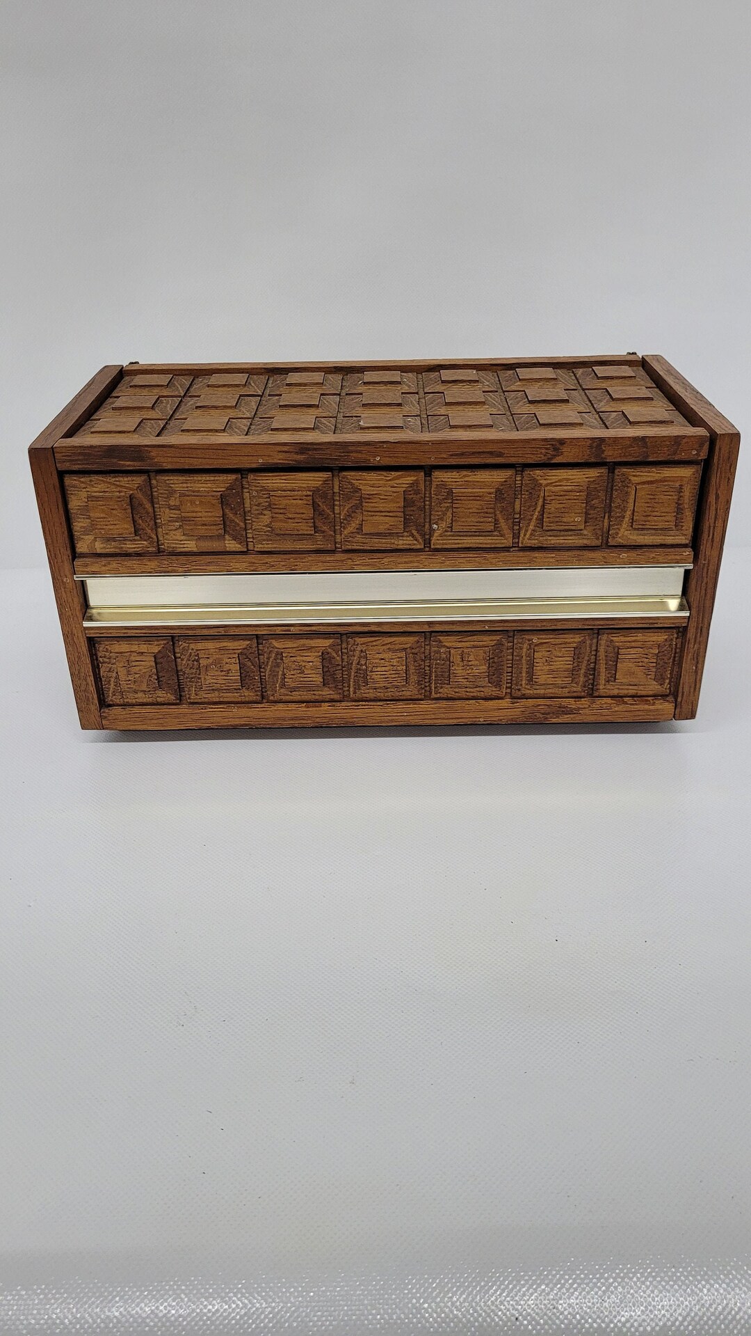 Mid Century Modern Wood Gold Telephone Push Button Box Mad Men Office ...