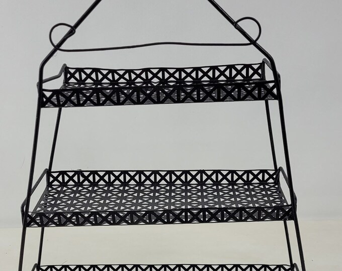 Mid Century Modern Atomic 3 Tier Wall Shelf Vintage Metal Wall Hanging ...