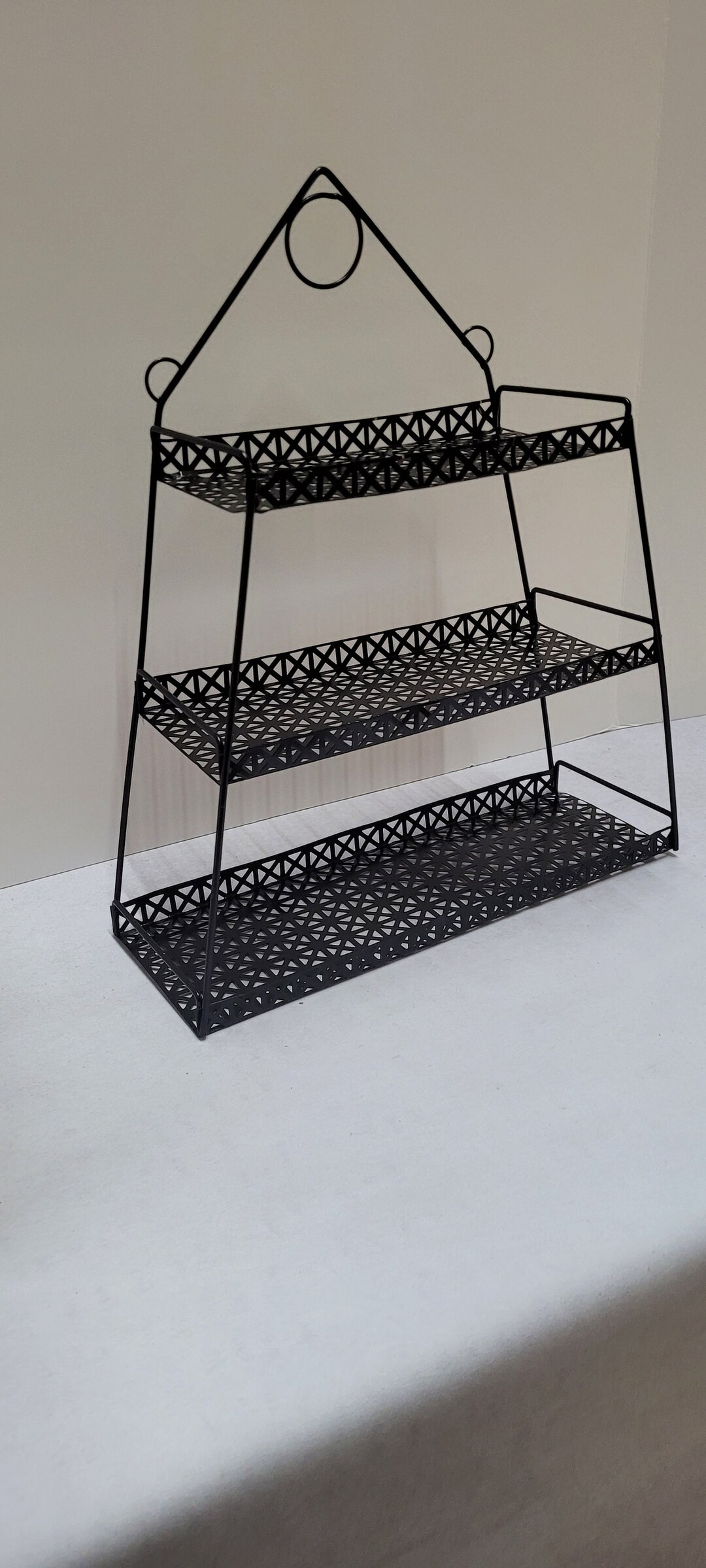 Mid Century Modern Atomic 3 Tier Wall Shelf Vintage Metal Wall Hanging ...