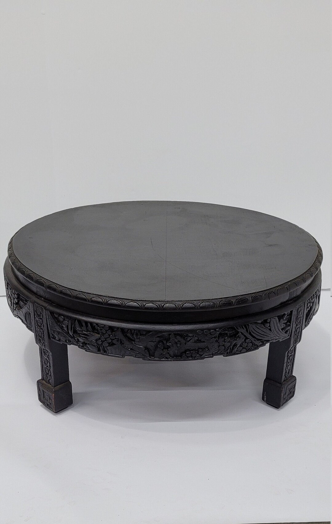 Mid Century Coffee Table Asian Opium Table Round Low Profile Hand ...